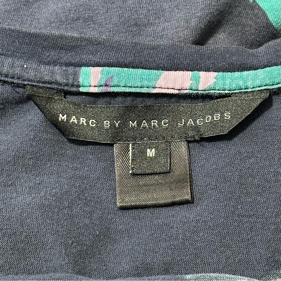 MARC BY MARC JACOBS Women’s M Navy Blue Floral Print Short Sleeve Tee T ...