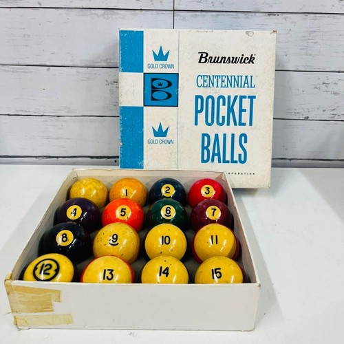 Brunswick Centennial Vintage Pool Balls Complete SET of16 Pocket Balls ...