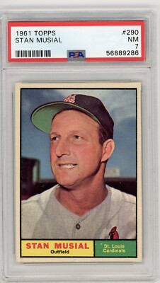 1961 Topps Stan Musial Card #290 St. Louis Cardinals NEAR MINT NM PSA 7 ...
