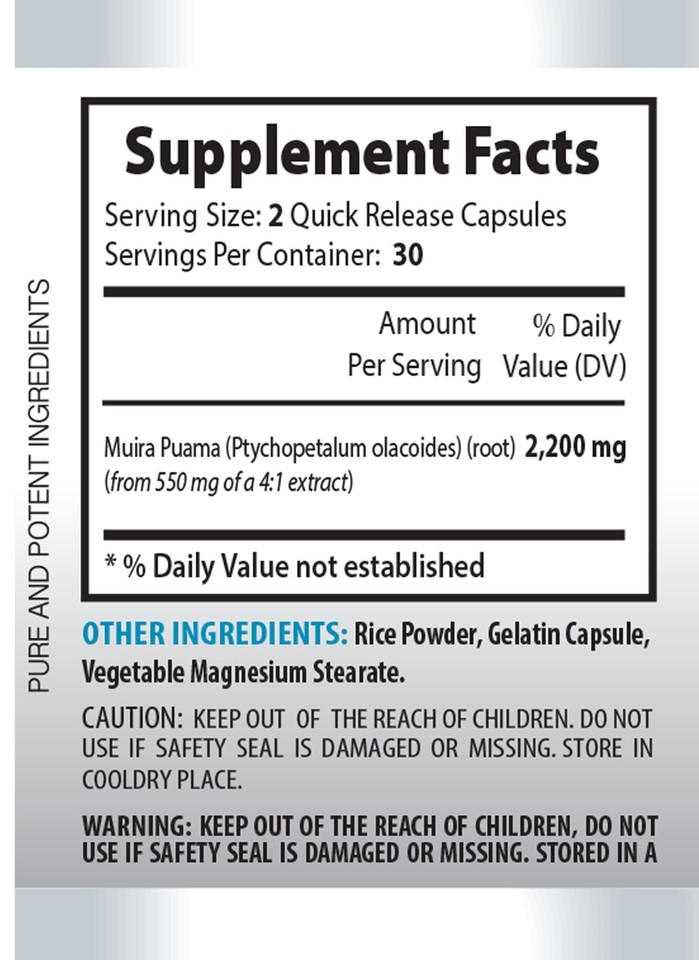 MUIRA PUAMA EXTRACT - Muira Puama herbal blend, Muira Puama root 1Bot ...