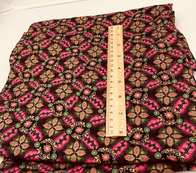 BEAUTIFUL PINK GREEN BLACK GOLD FLORAL FABRIC Springs Industries 1 yd x ...