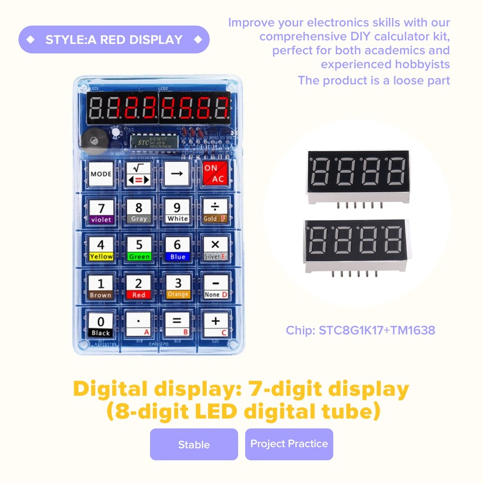DIY Calculator Kit LED Display Calculator Electronic Making with ...