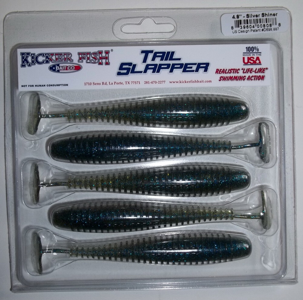 (1) Pack of 5 Kicker Fish Tail Slappers -4.8" Swimbait -Silver Shiner ...