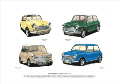THE MINI COOPER 1961-71 Fine Art Print - Austin Morris MkI MkII S Mk1 ...