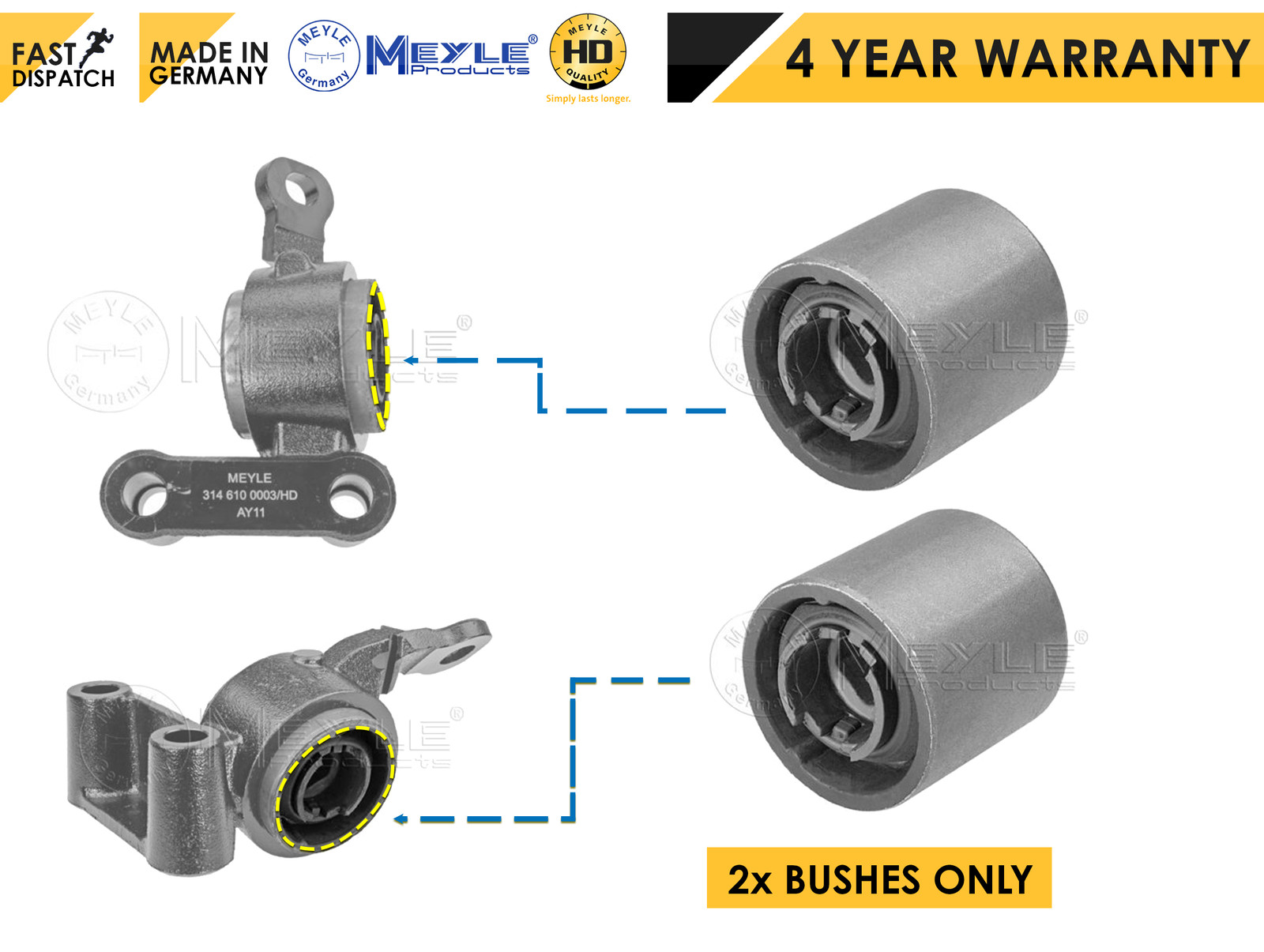 FOR MINI COOPER ONE S FRONT LOWER WISHBONE ARM REAR BRACKET BUSHES LEFT ...