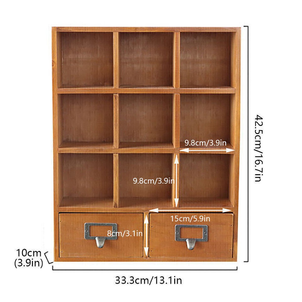 9 Cube Storage Shelf Vintage Organizer Small Item Display Cabinet With ...