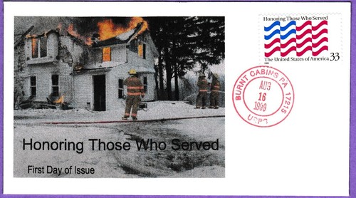 FDC Honoring Fire Fighters Unofficial First Day Cancellation Burnt ...