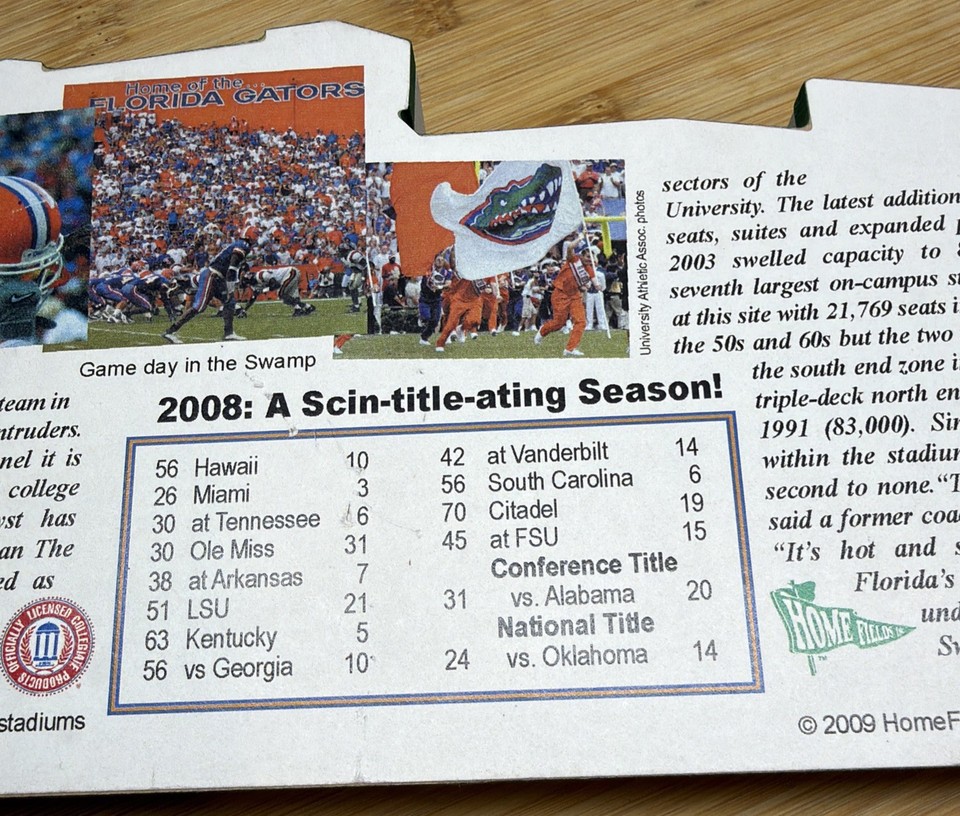 Home Fields 2009 Florida Gator’ S The Swamp Stadium Replica Shelf ...