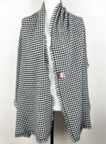 NWT MERONA HOUNDSTOOTH BLACK & WHITE SCARF SHAWL WRAP w/ FRINGE-ONE ...