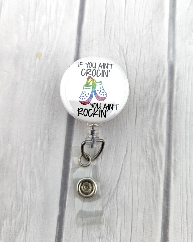 Crock Retractable Badge Reel, Button Badge Reel, Nurse Gift, Stocking ...
