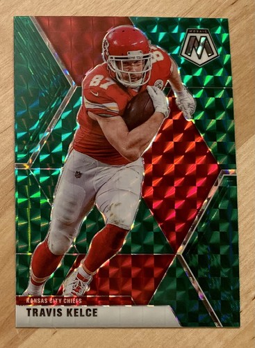 2020 Mosaic Travis Kelce Green Prizm #4 Kansas City Chiefs Christmas ...