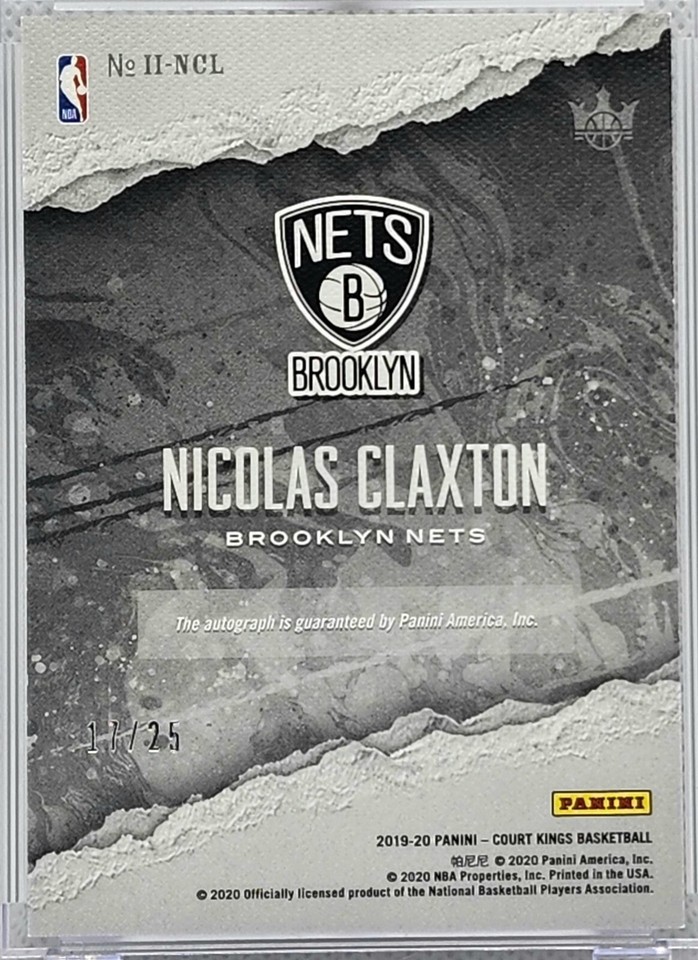 Nicolas Claxton Rookie Auto 2019-20 Panini Court Kings Impressionist ...
