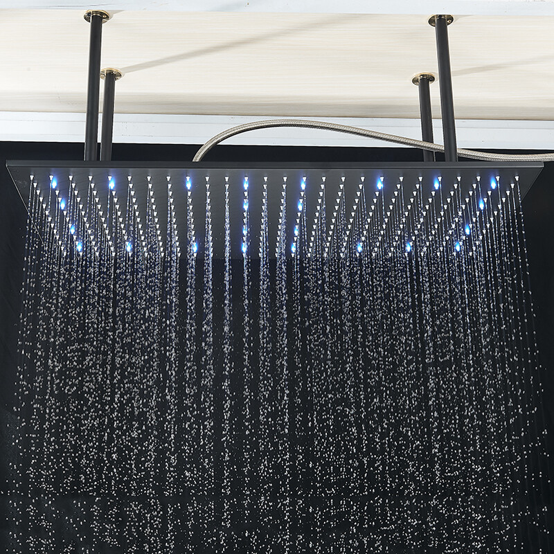 LED Rainfall Large Shower Head High Pressure Ceiling Mounted Overhead ...