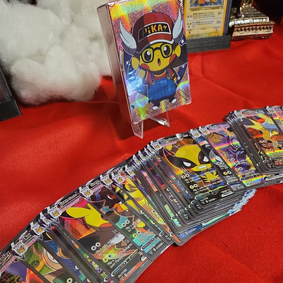 POKEMON 55Pcs Pikachu Pika Vcos Card Cosplay Holo Flashing Cards | eBay