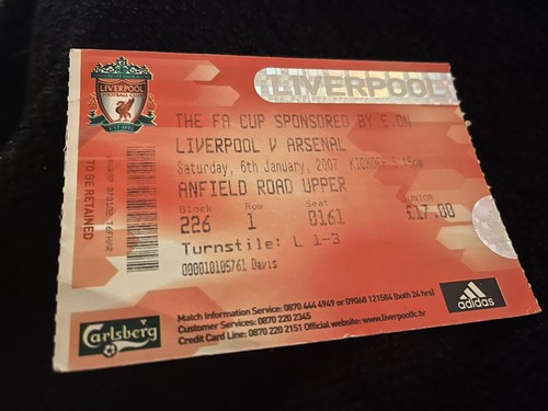 NEW LISTING-2007-Very Rare- Liverpool v Arsenal Ticket Stub | eBay UK
