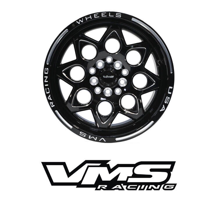 VMS Racing Rocket Black Lip Milled Drag Rim Wheel 15x8 5x114.3 +20 ET 5 ...