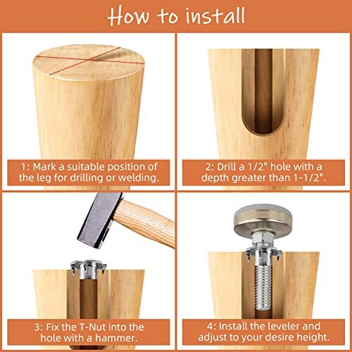 Adjustable Feet Levelers Heavy Duty Adjustable Legs for Furniture Large ...