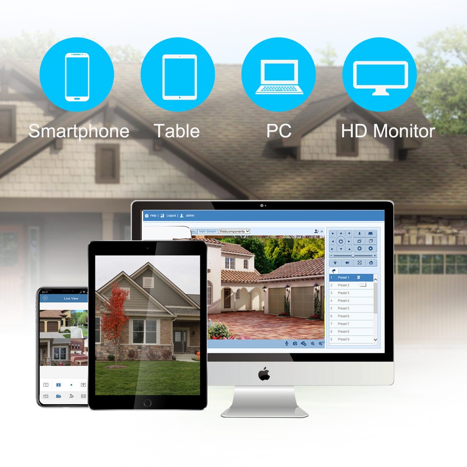 XVIM 1080P HDMI DVR Home Outdoor Security Camera System Night Vision ...