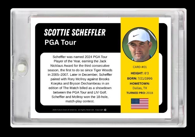 2025 Scottie Scheffler Future Stars Yellow Edition PGA Tour Card Golf ...