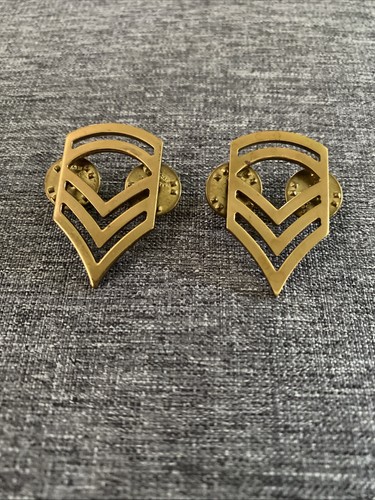 2 Metal Gold Military Sergeant First Class Rank Insignia Badges Hat ...