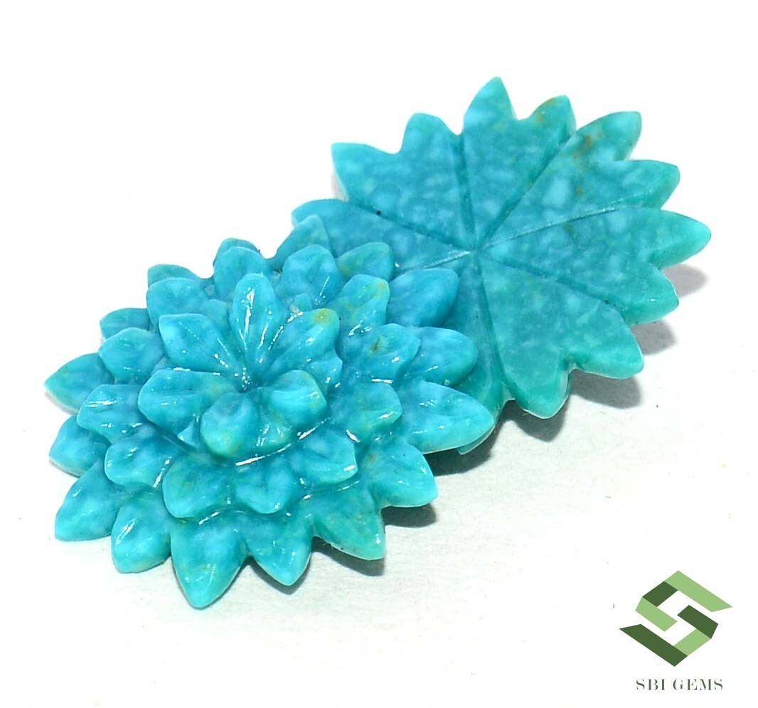 Natural Turquoise Handmade Carving Pair 23x23 mm 22.19 CTS Loose ...