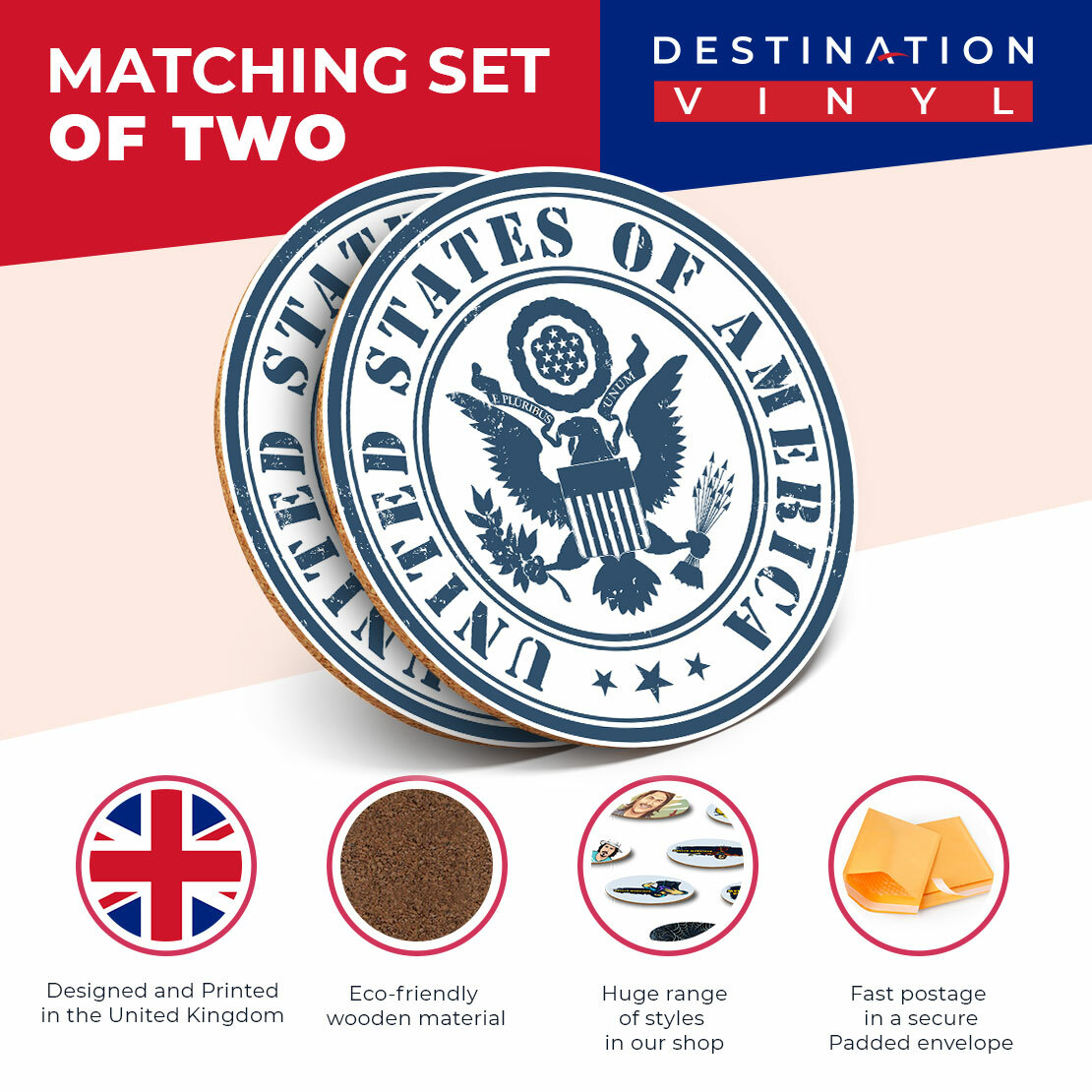 2 x Coasters - United States of America USA US Home Gift #4476 | eBay UK