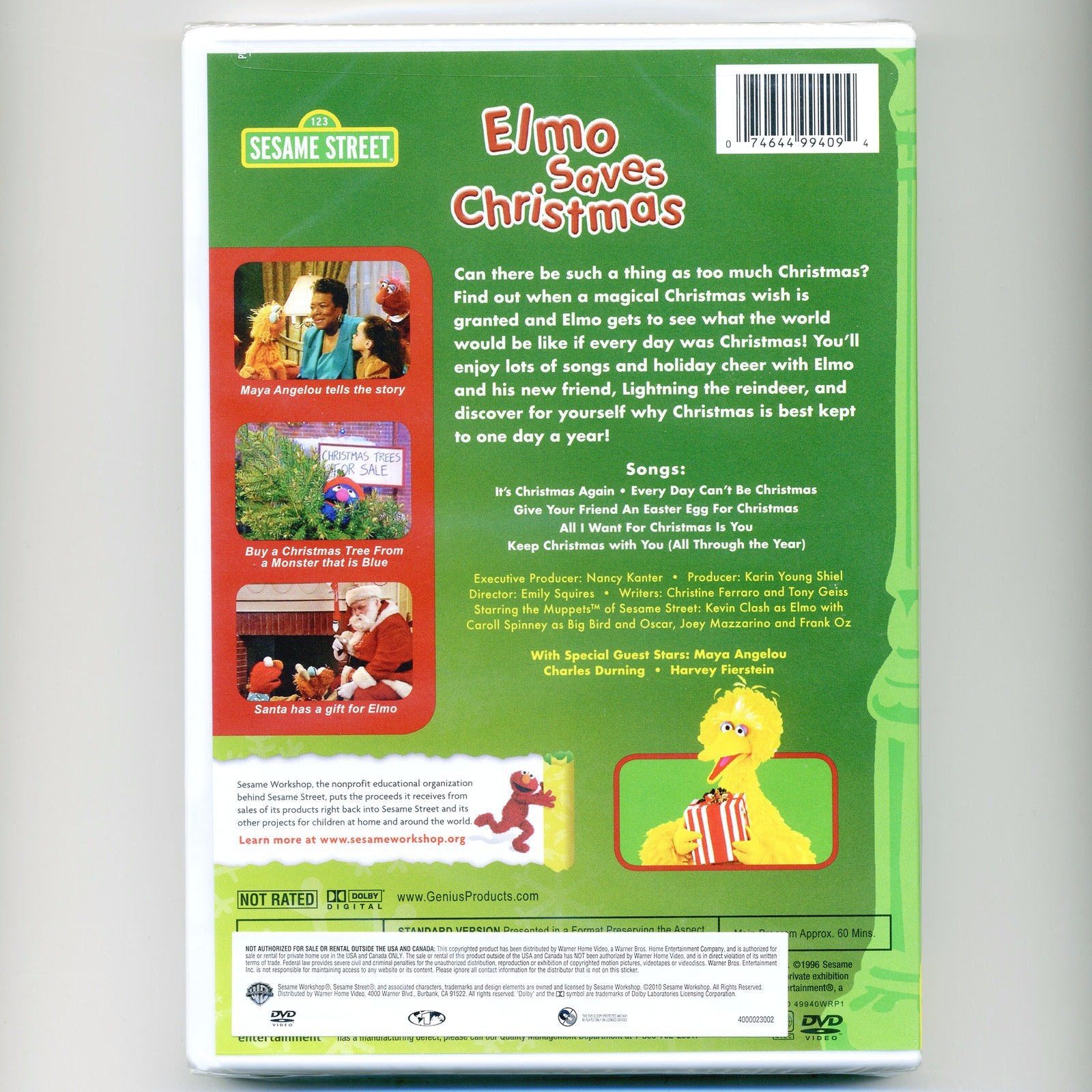 Elmo Saves Christmas Sesame Street movie, new DVD Maya Angelou Durning ...