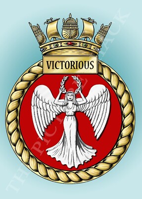 HMS VICTORIOUS CREST ON A METAL SIGN 5 x 7 INCHES FITS STANDARD PHOTO ...