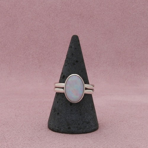 sterling silver vintage bezel-set opal band ring size 9 | eBay