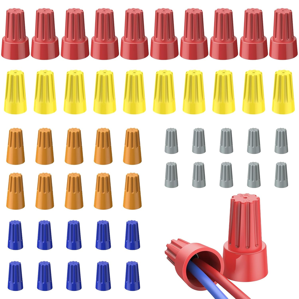 50 Pcs Wire Nuts Wire Caps Electrical Wire Connectors with Spring Small ...