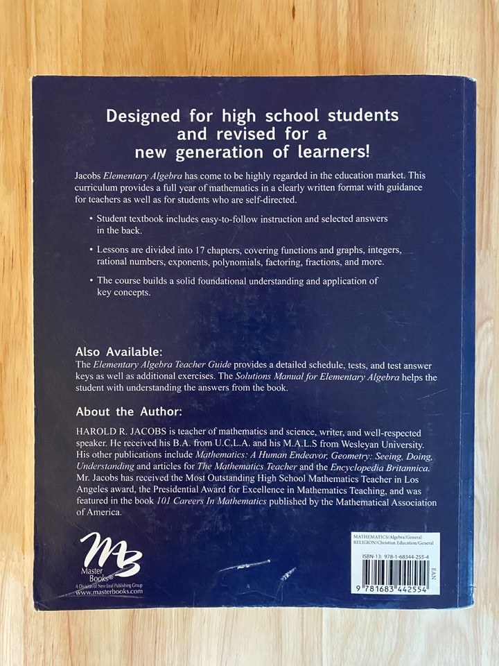 Elementary Algebra 2024, by Harold R. Jacobs *Masterbooks Curriculum ...