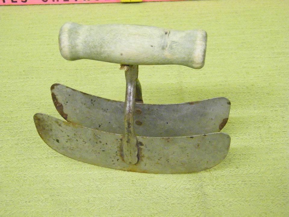 Vintage Antique Dual Blade Food Chopper Wood Green Handle Kitchen Farm ...