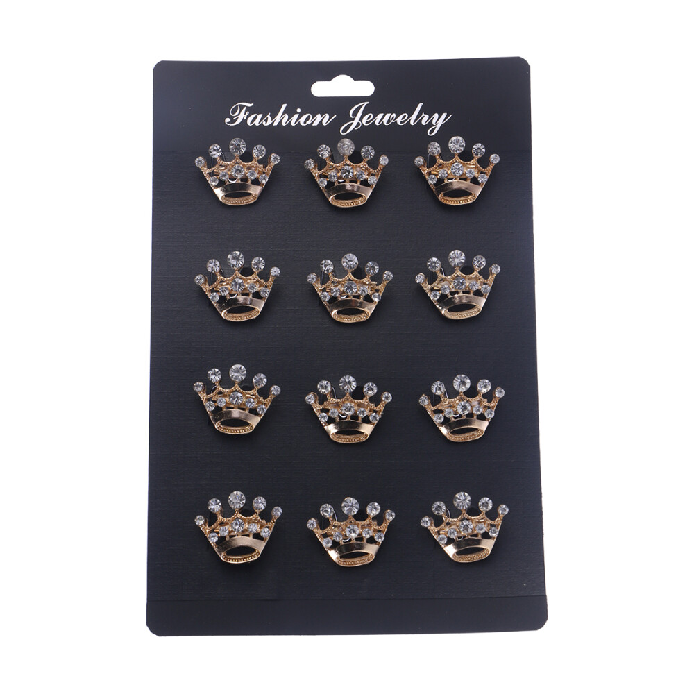 2 PCS Crown Badge Brooch Pin Bouquet Pins for Pageant Mini Rhinestones ...