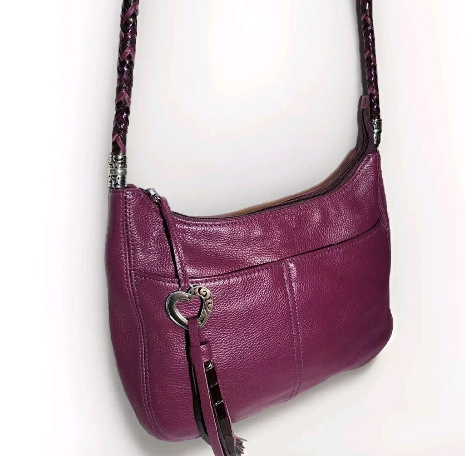 BRIGHTON BABY BARBADOS GUAVABERRY ZIPTOP LEATHER CROSSBODY SHOULDERBAG ...