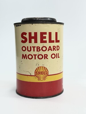RARE - HARD TO FIND~ 1950s era SHELL OUTBOARD MOTOR OIL Old 1 qt. Tin ...