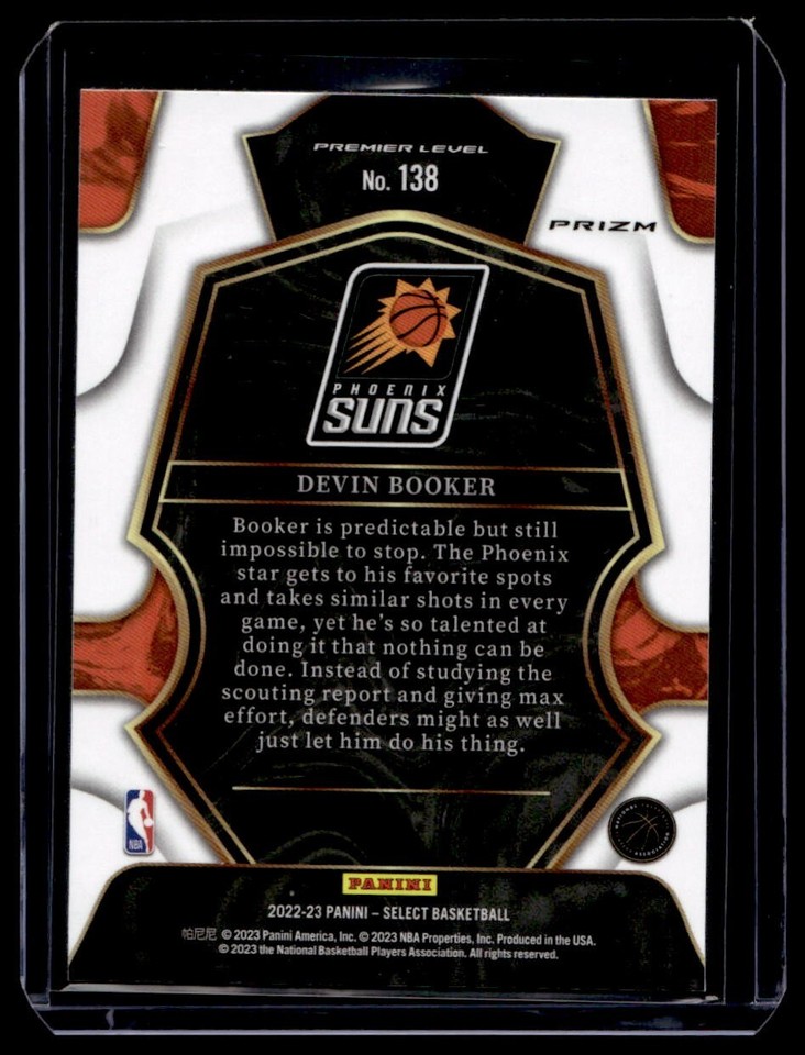 2022-23 Panini Select Retail Devin Booker Blue Prizm Premier Level #138 ...