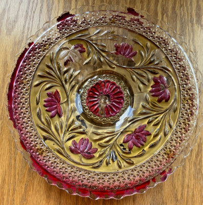 Goofus Glass Plate by Indiana Glass - Waterlily, AKA Clematis/Rose ...