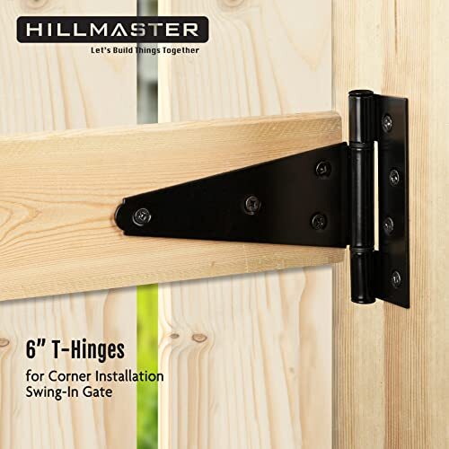 6 Inch T-Strap Heavy Duty Shed Door Hinges Gate Strap Hinges Black Tee ...