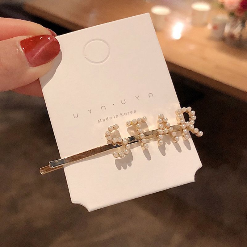 Minimalist Simple Metallic One Word Hair Clips Women Letters Smile Face ...