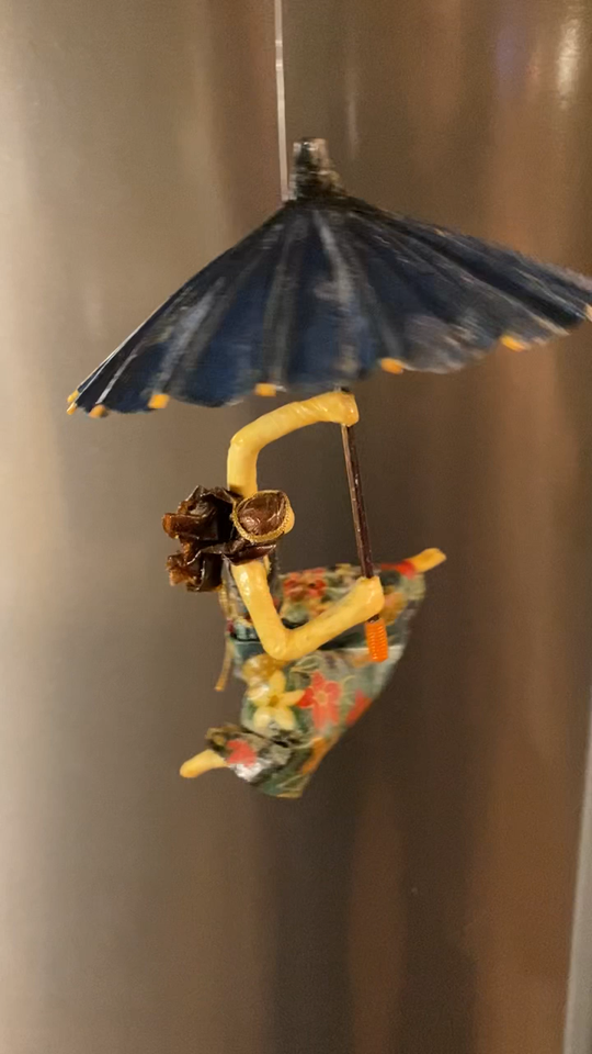 Sarena Mann Rare VTG 1994 Paper Mache Art Mobile Lady in flight w ...