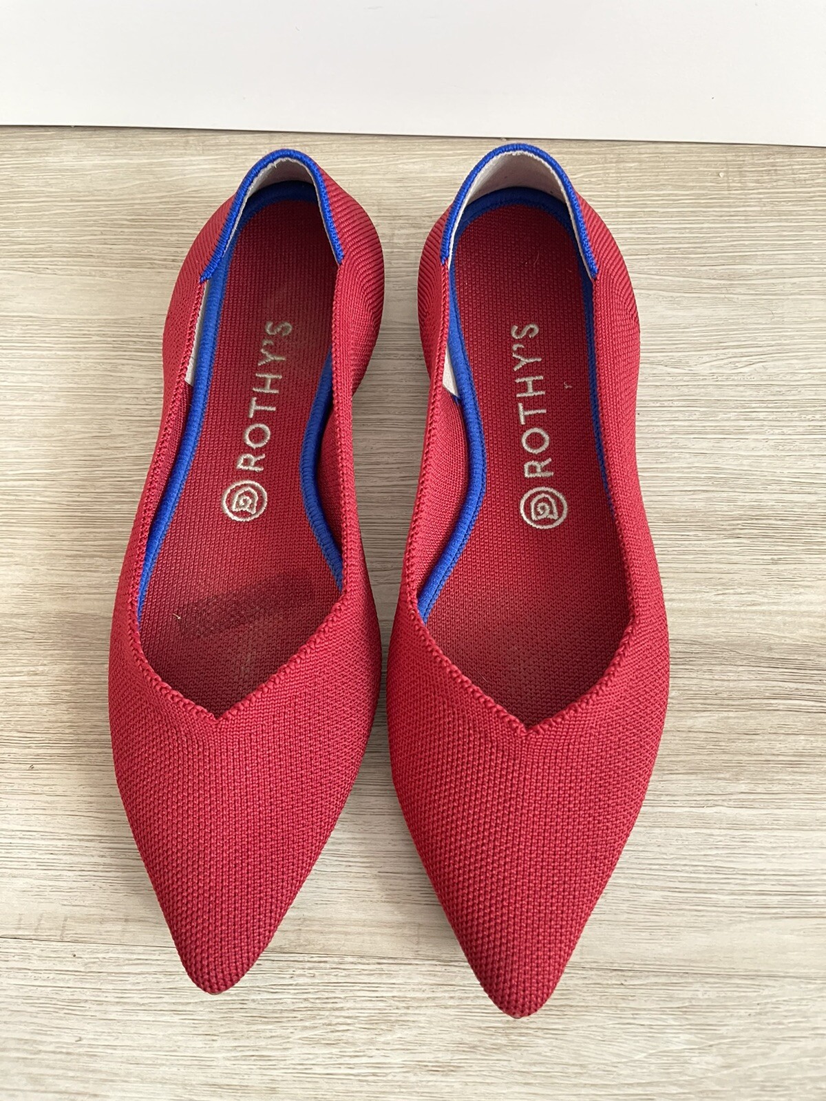 Rothys The Point Ballet Flats Womens 9.5 Red Knit Fabric Casual Comfort ...