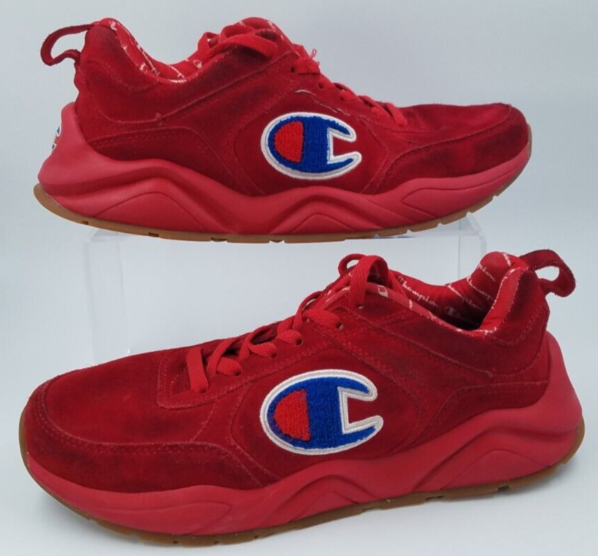 CHAMPION CMS10004M 93EIGHTEEN RED SUEDE LOW TOP SHOES… - Gem