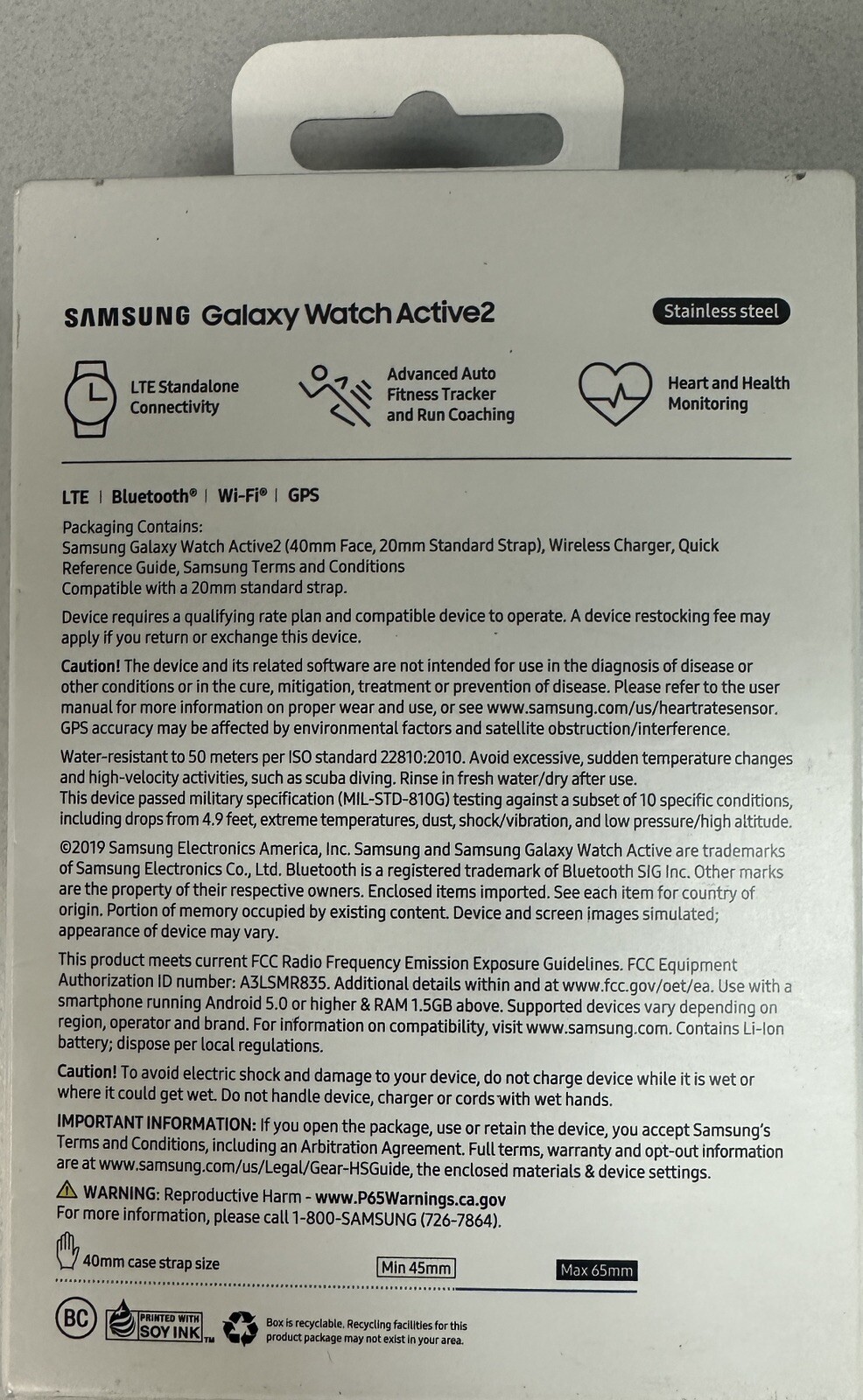 Samsung Galaxy Watch Active 2 SM-R835 40mm Stainless Steel Case with ...