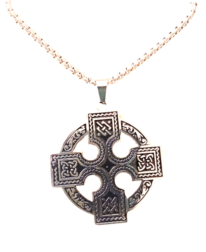 STPC 013 = CELTIC Solar cross 35mm Diameter Flat STEEL pendant on 23 ...