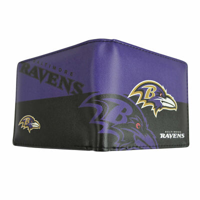 NFL Baltimore Ravens Printed Logo Leather Bi-Fold Wallet | eBay