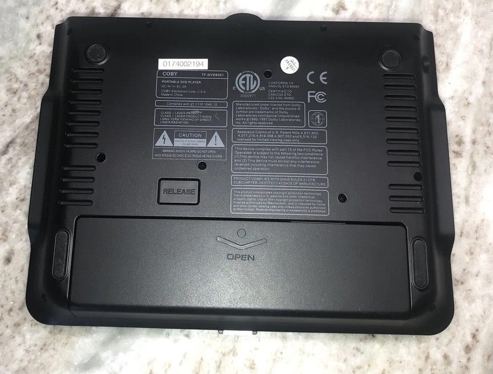 Coby 8.5" TFT TF-DVD8501 Portable Widescreen DVD Player With Power Cord ...