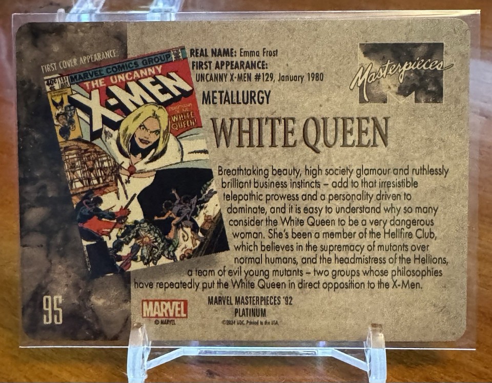 2024 Marvel Masterpieces ‘92 Platinum White Queen Metallurgy Card #95 ...