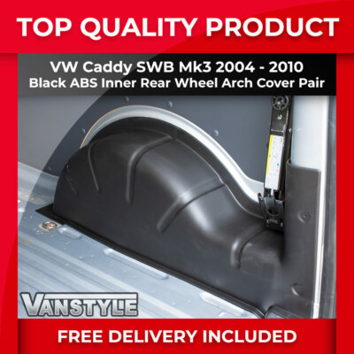 FITS VW CADDY SWB 04-10 BLACK ABS INNER INTERNAL WHEEL ARCH COVERS TRIM ...