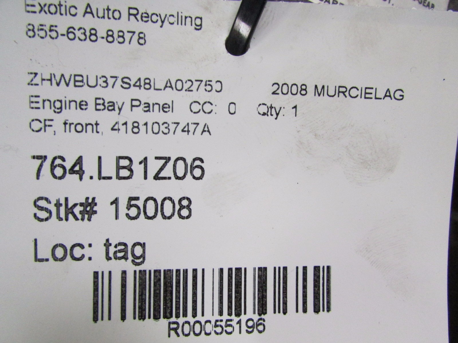 Lamborghini Murcielago LP640, Carbon Fiber Front Engine Bay Panel P/N ...