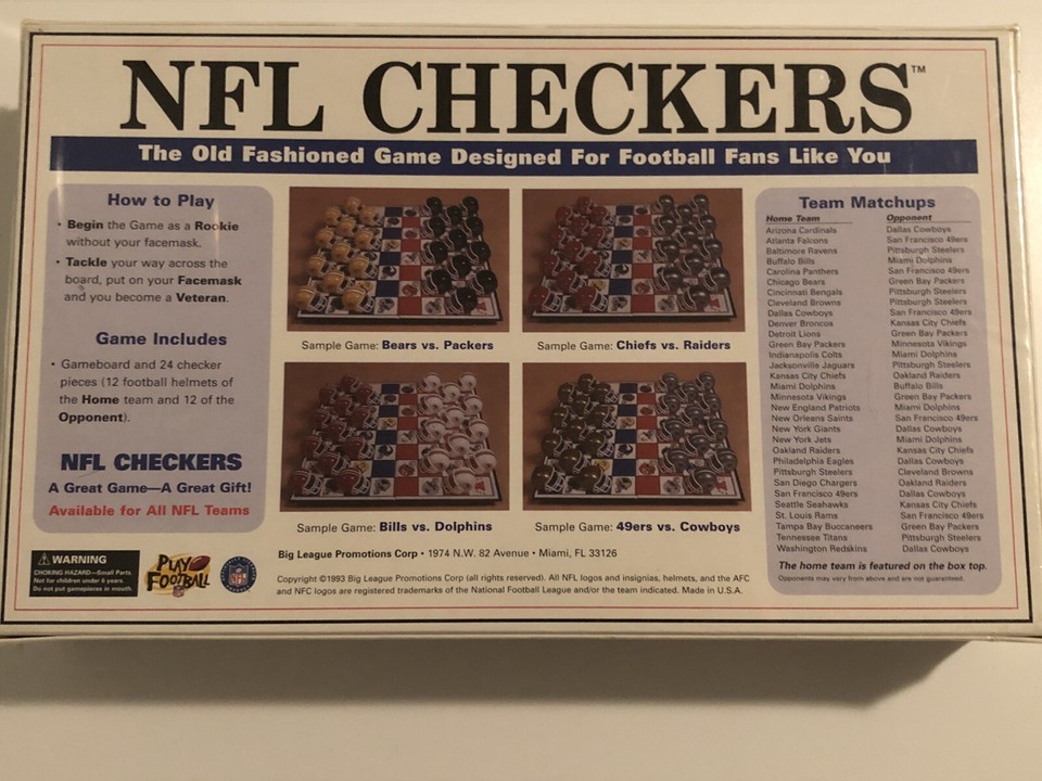 Vintage 1993 New York Giants NFL Football Checkers Board Game | Made ...
